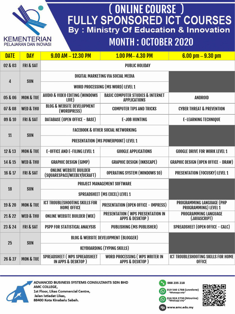 Online - Ict Schedule - October 2020 | PDF | Application Software ...