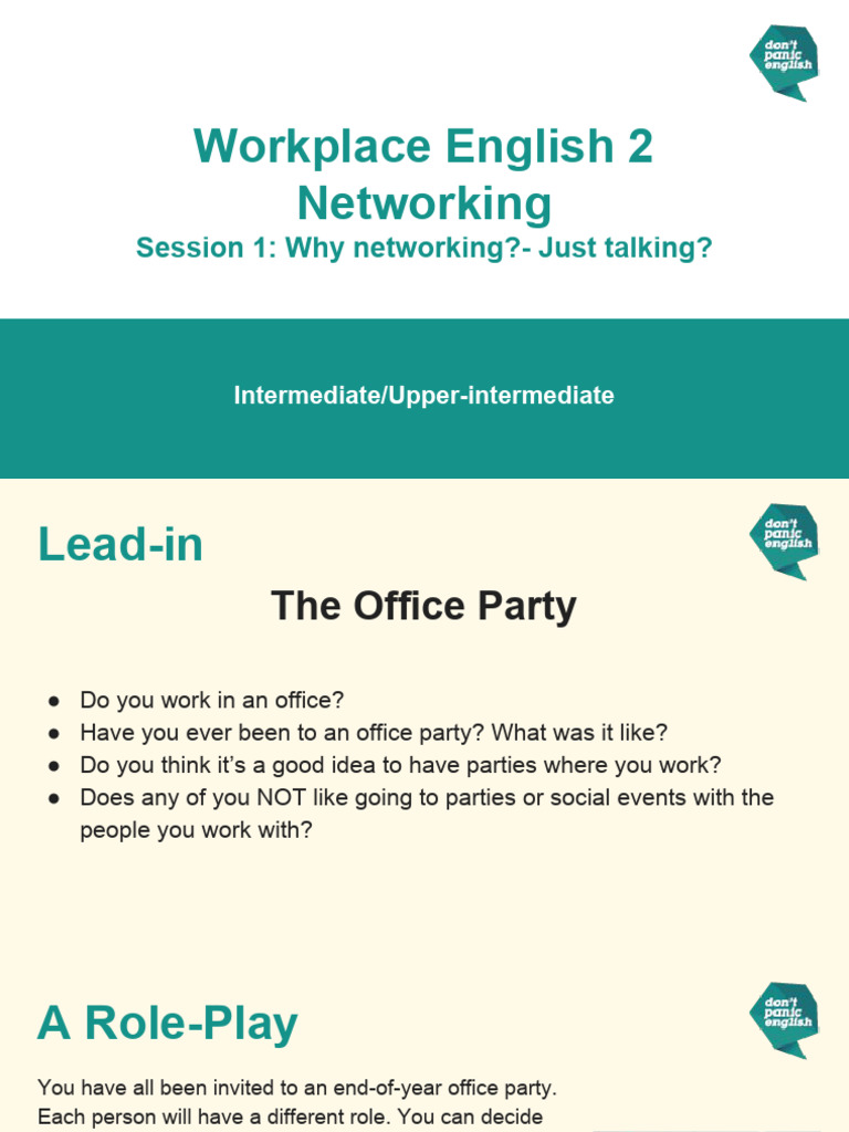 Workplace English 2 Networking Session 1 | PDF | Social Media | Popular Culture & Media Studies