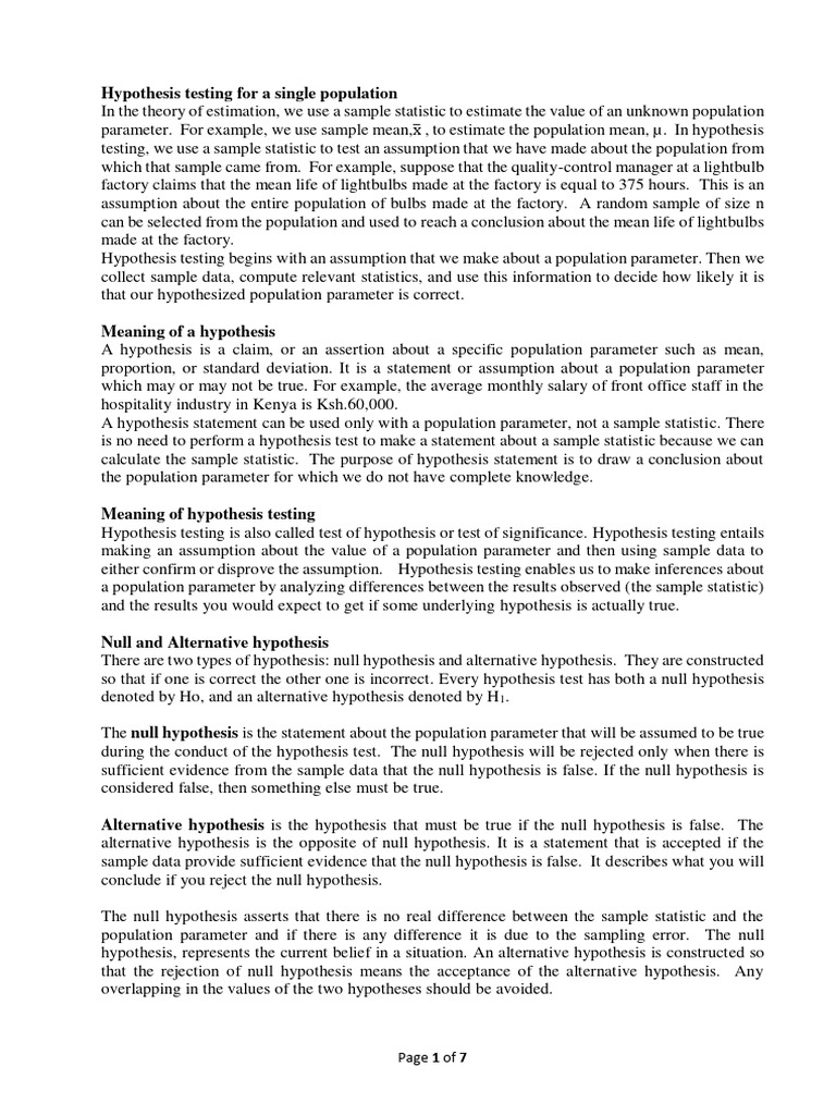 Hypothesis Testing I - 240309 - 153200 | PDF | Statistical Hypothesis ...