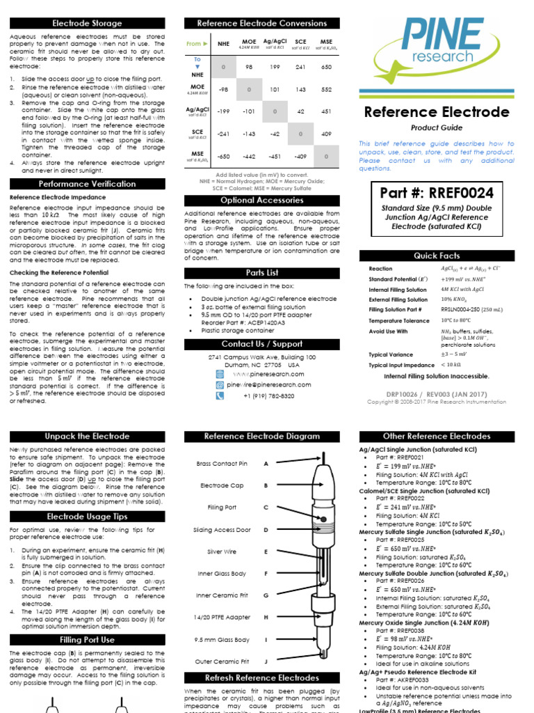 Double Junction AgAgCl Reference Electrode RREF0024 REV003 | PDF ...