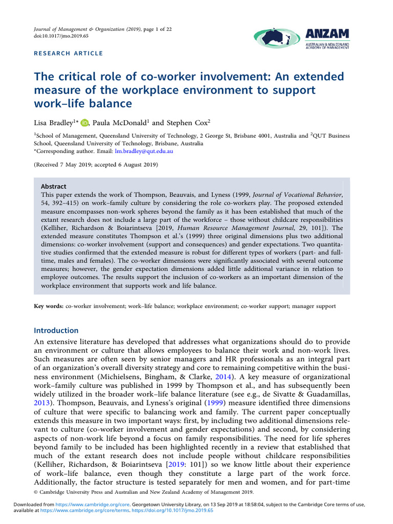 Bradley i sur - 2019 - the critical role of coworker involvement | PDF