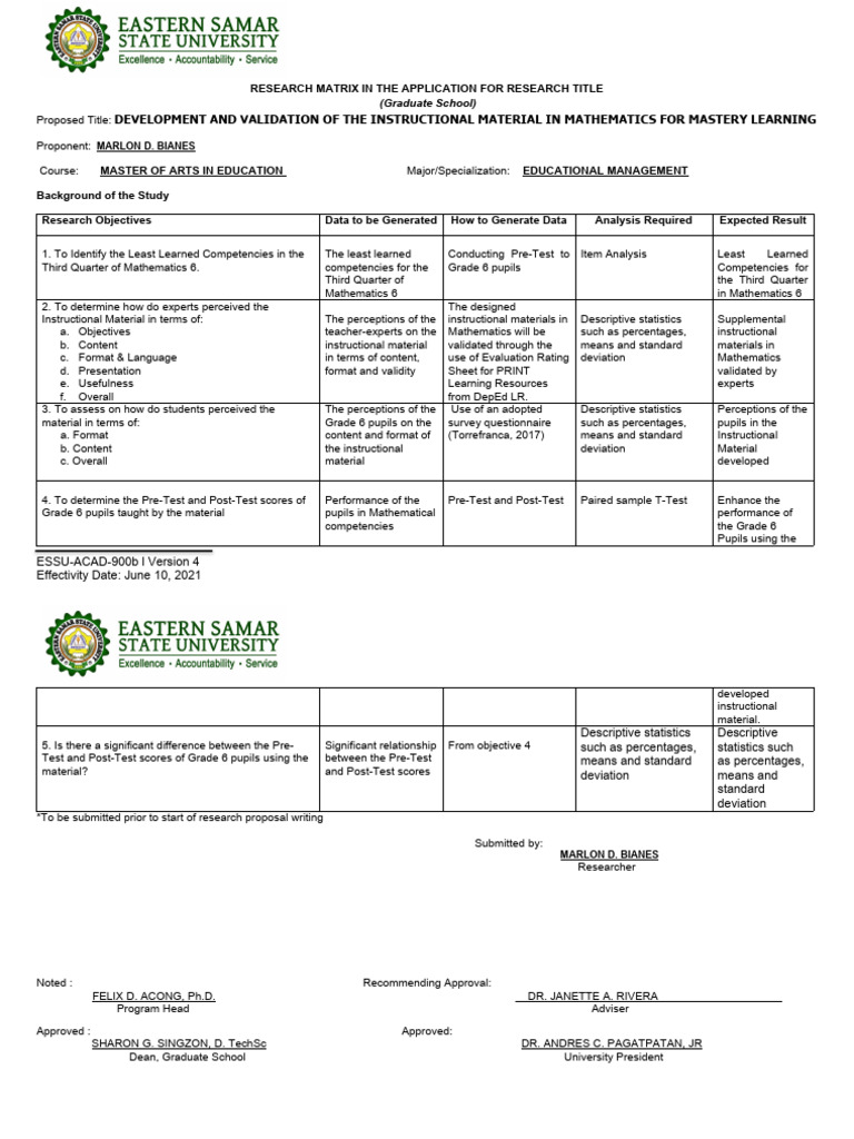 Research Matrix For Approval - 1 | PDF