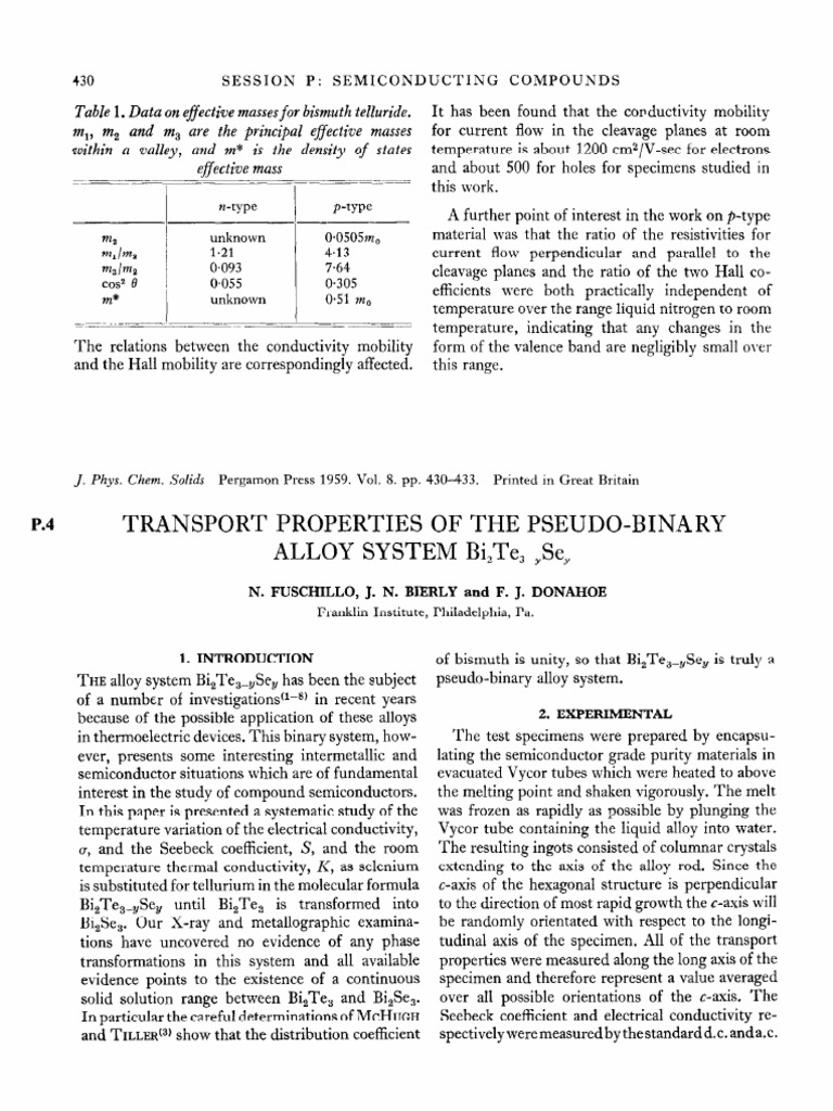 2 - Transport Properties of The Pseudo-Binary | Download Free PDF | Electrical Resistivity And ...