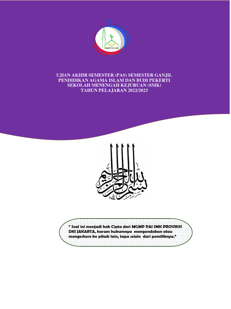 Soal Pas Ganjil Pai-Bp Kls X Dki 2022 | PDF
