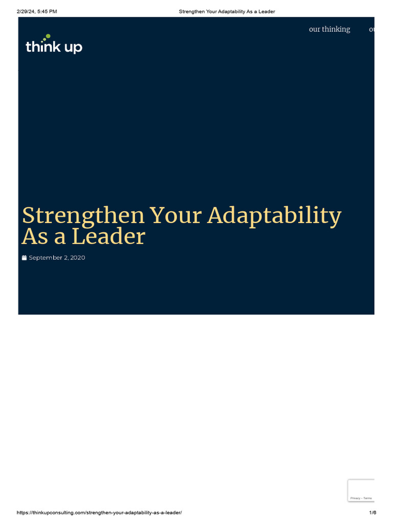 Strengthen Your Adaptability As A Leader | PDF | Self-Improvement