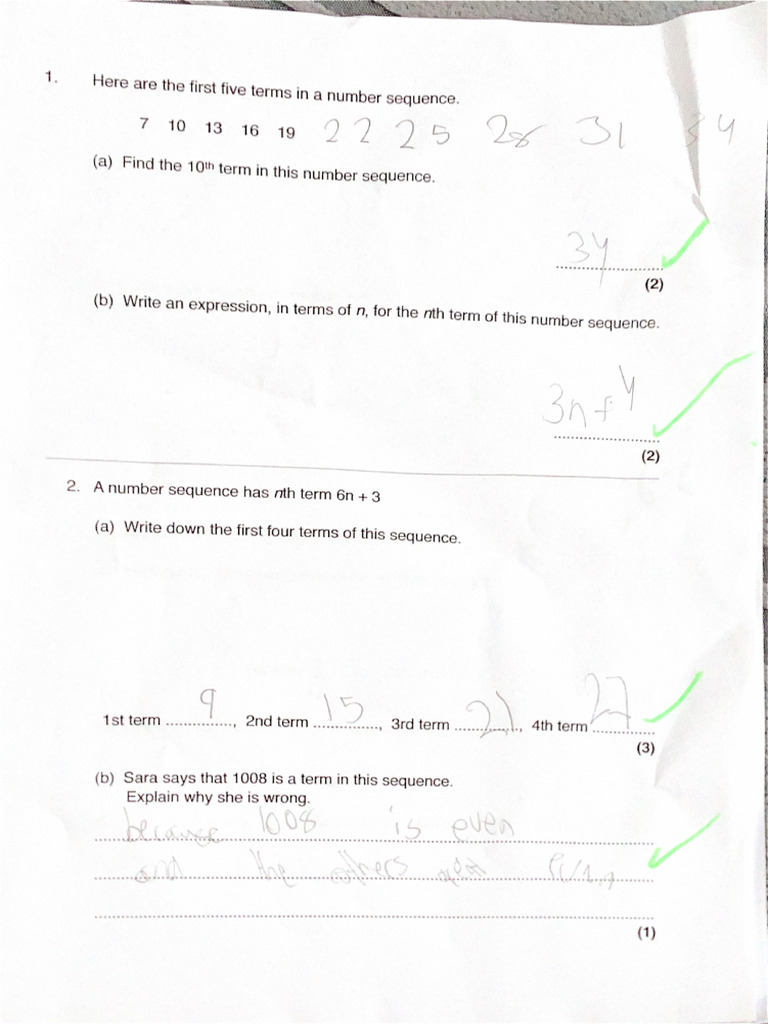 Sequences Worksheet | PDF