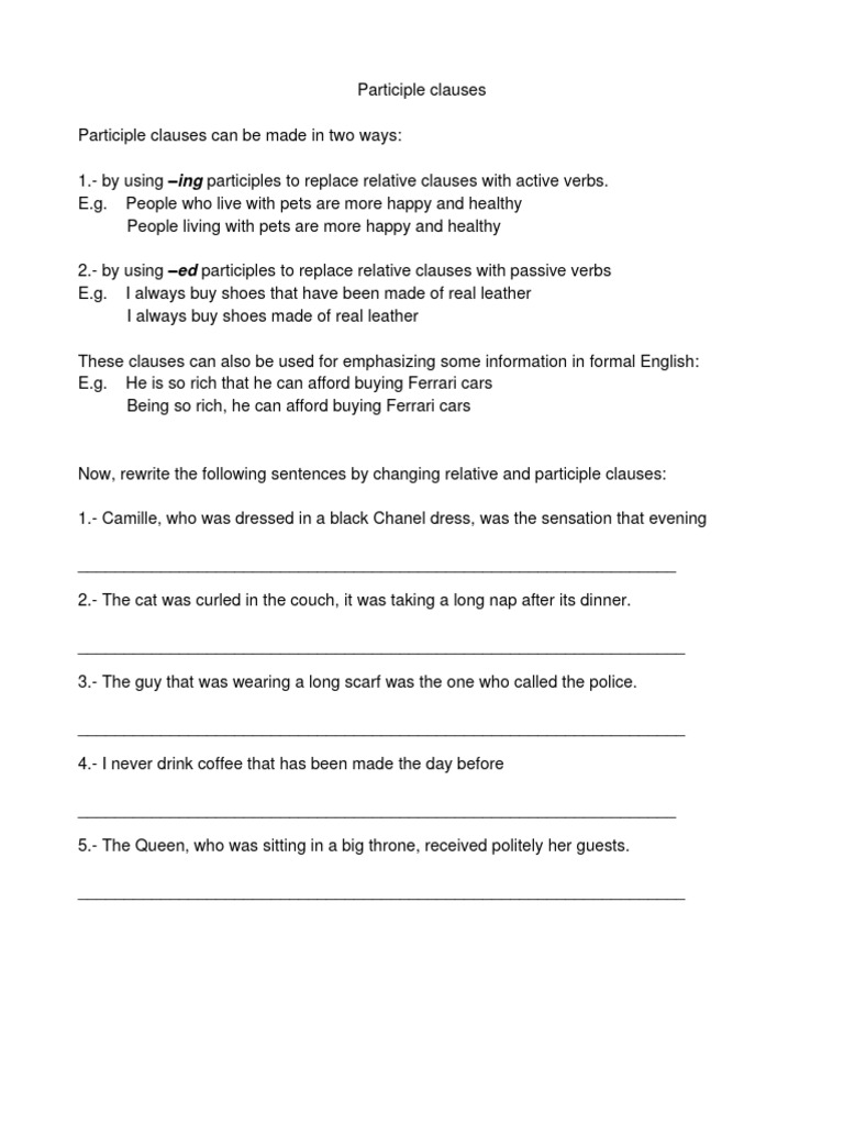 Participle Clauses | PDF