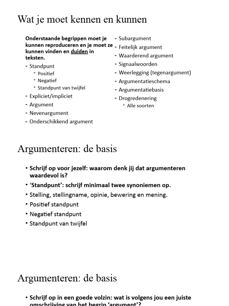 Overzicht Argumentatie | PDF