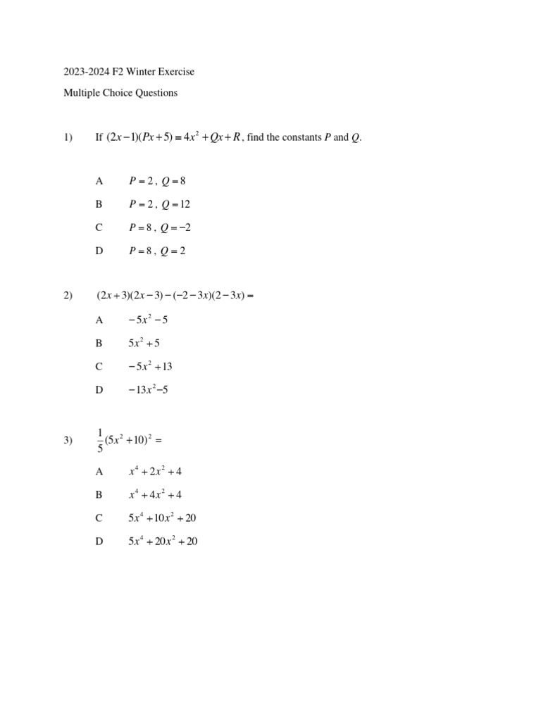 2023-2024 F2 Winter Exercise | PDF | Length | Mathematics