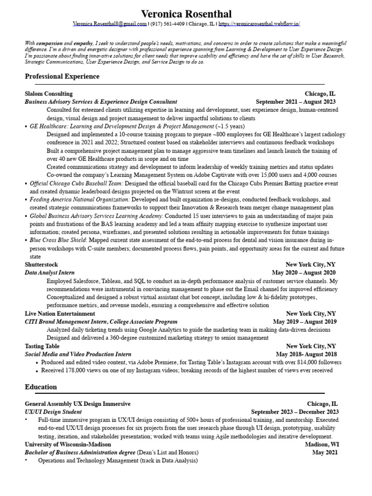 65554be5233f8e49dec0a062 - Veronica - Rosenthal Resume 2023 | PDF ...