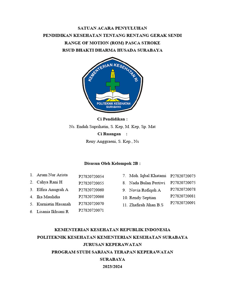 SAP Latihan (ROM) Pasca Stroke Nakula-1 | PDF