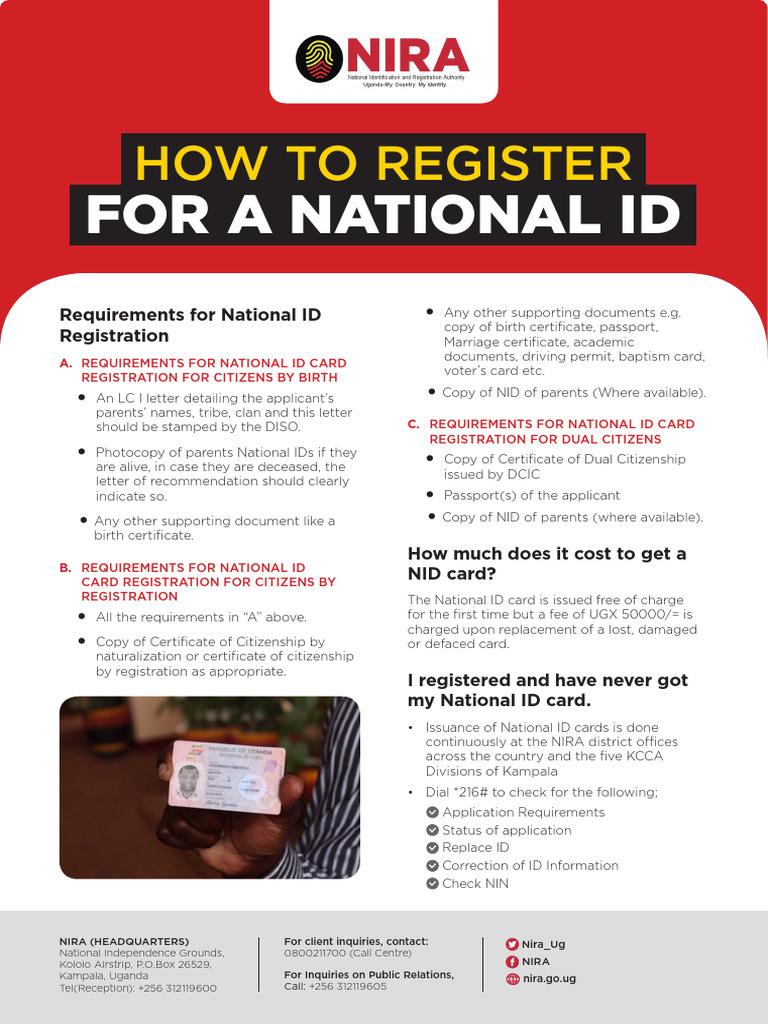 Uganda National ID Registration Guide | PDF | Identity Document | Birth ...
