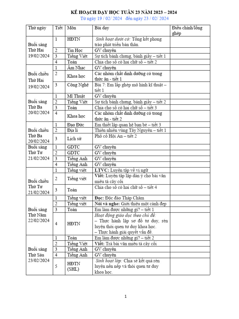 KHBD L4a Tuan 23 | PDF