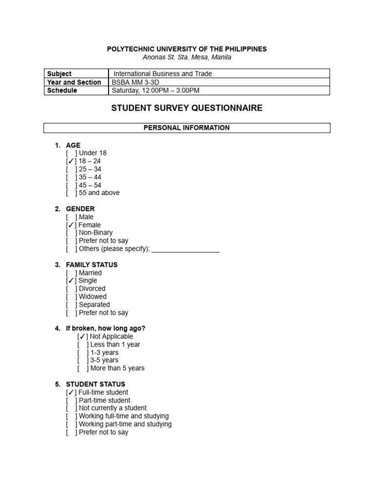 IBT Student Survey Questionnaire | PDF | Motivational | Motivation