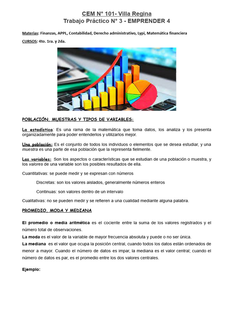 Estadística 4º Cem 101 | PDF | Modo (Estadísticas) | Mediana