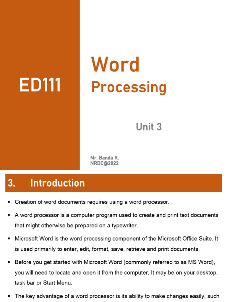 Word Processing | PDF | Microsoft Word | Window (Computing)