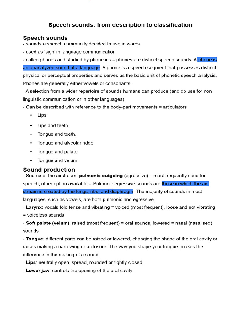 Sound Classification | PDF | Vowel | Phonetics