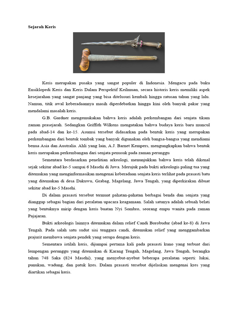 Sejarah Keris | PDF | Sejarah