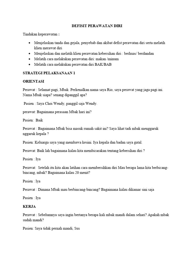 DEFISIT PERAWATAN DIRI (Iky) | PDF