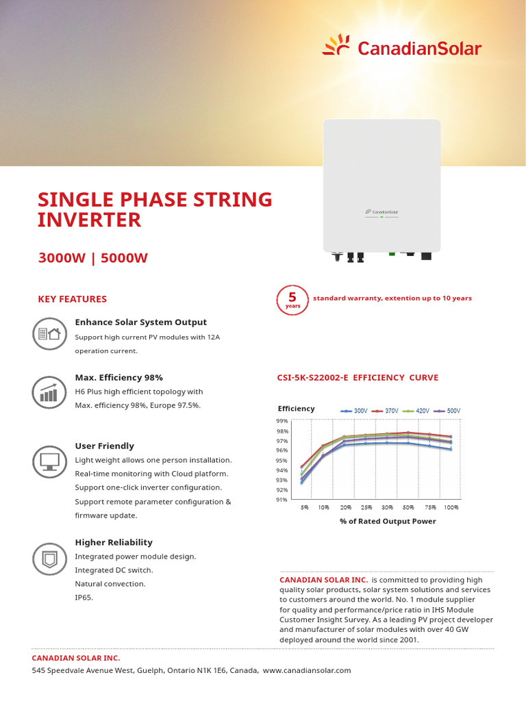 CSI-5K Single Phase Inverter Specs | PDF | Alternating Current ...