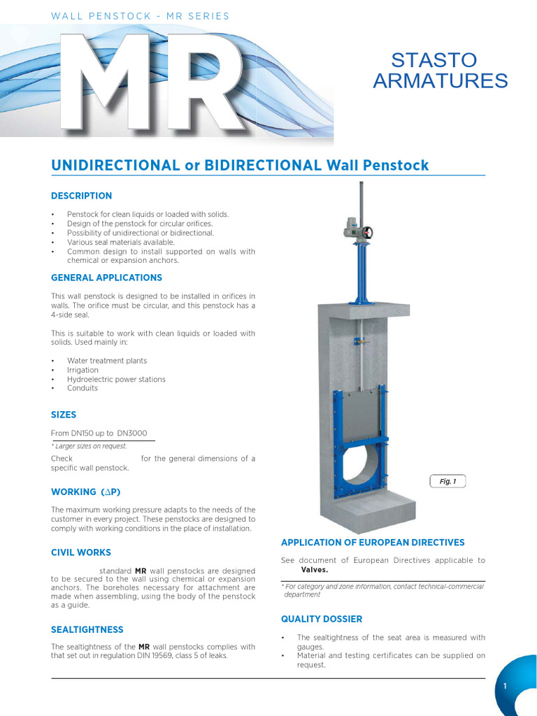 STASTO Penstock Serie MR en | PDF | Valve | Actuator