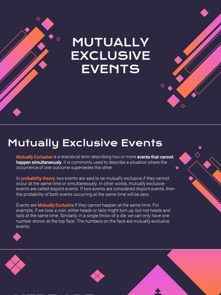 Mutually Exclusive Events | PDF | Probability | Probability Theory