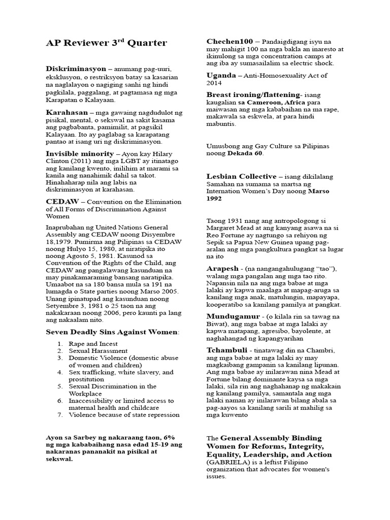 AP Reviewer 3rd Quarter | PDF