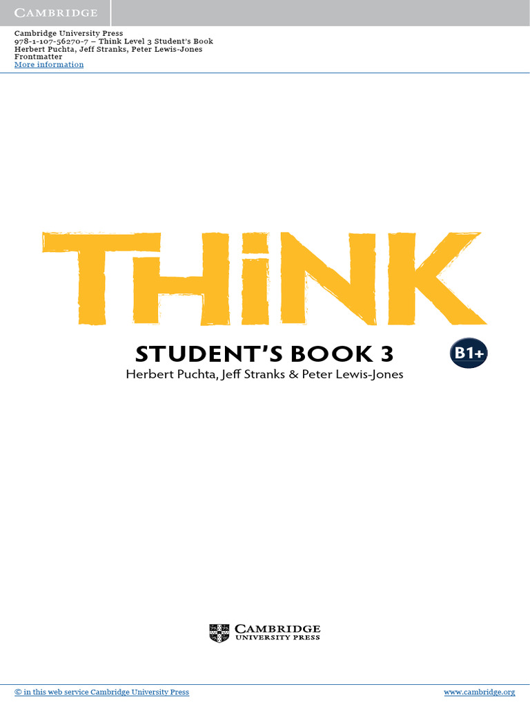 THINK Student's Book 3 B1+ | PDF