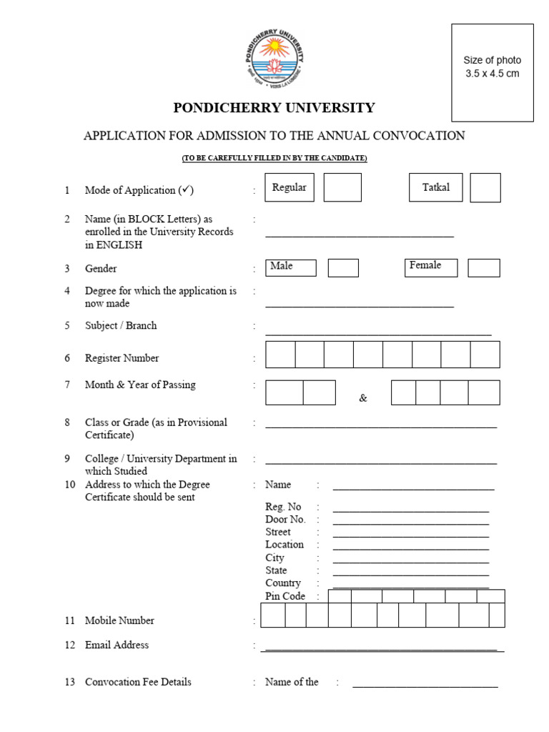 Convocation Application Form13012023 | PDF | Doctor Of Philosophy