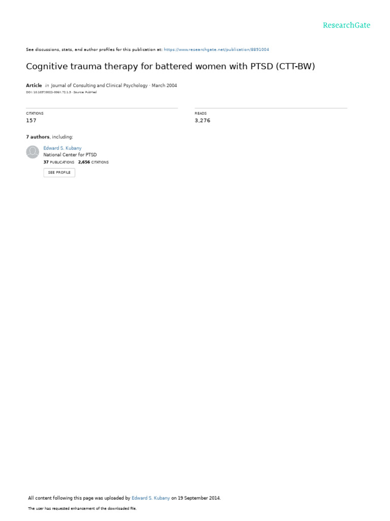 Cognitive Trauma Therapy | PDF