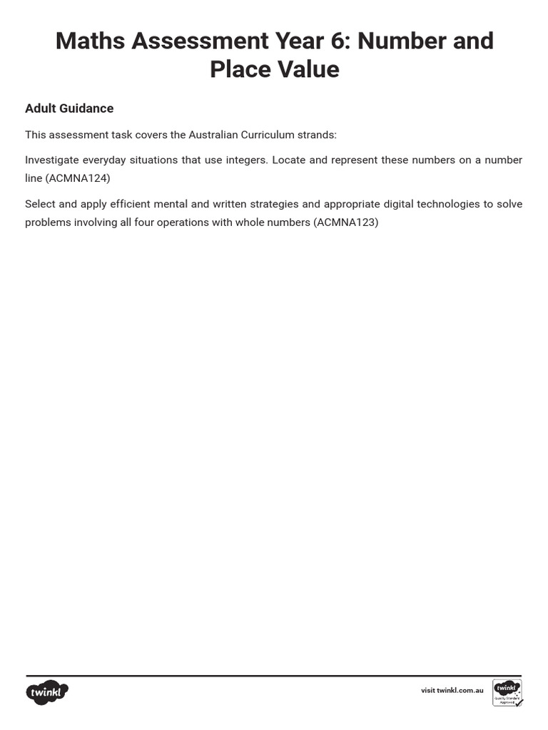 Year 6 Maths Assessment: Place Value | PDF | Numbers | Arithmetic
