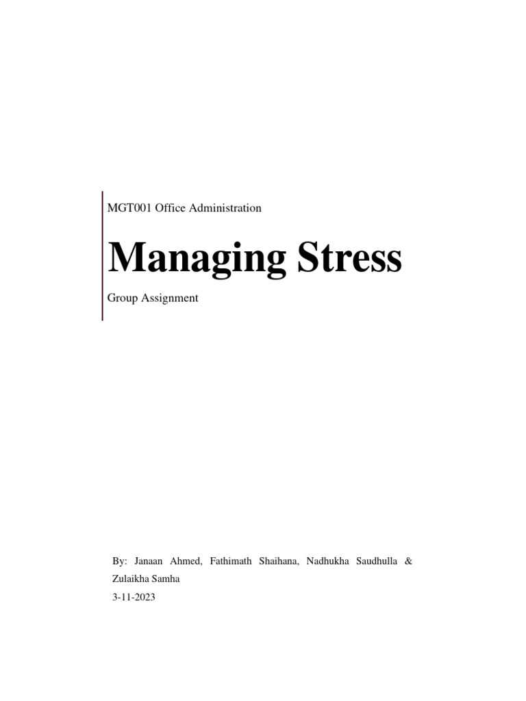 Managing Stress Report | PDF | Stress (Biology) | Stress Management