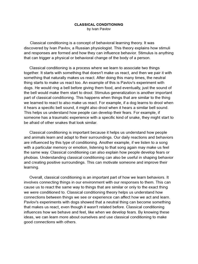 Behavioral Learning Theory | PDF | Classical Conditioning | Learning