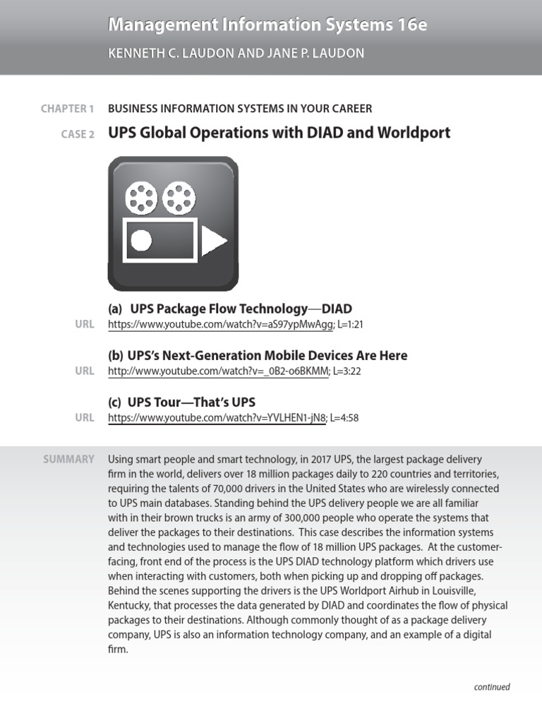 Chapter 1 Video Case2 UPS | PDF | United Parcel Service | Smartphone