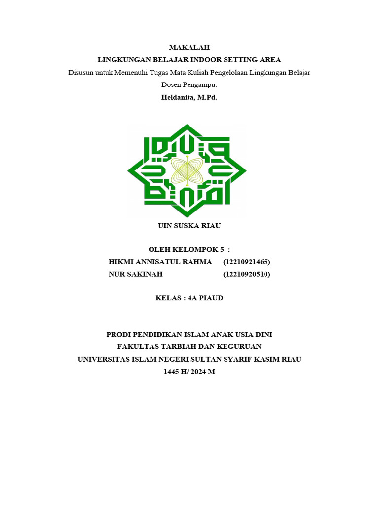 Makalah Pengelolaan Lingkungan Belajar Kelompok 5 | PDF | Karier ...