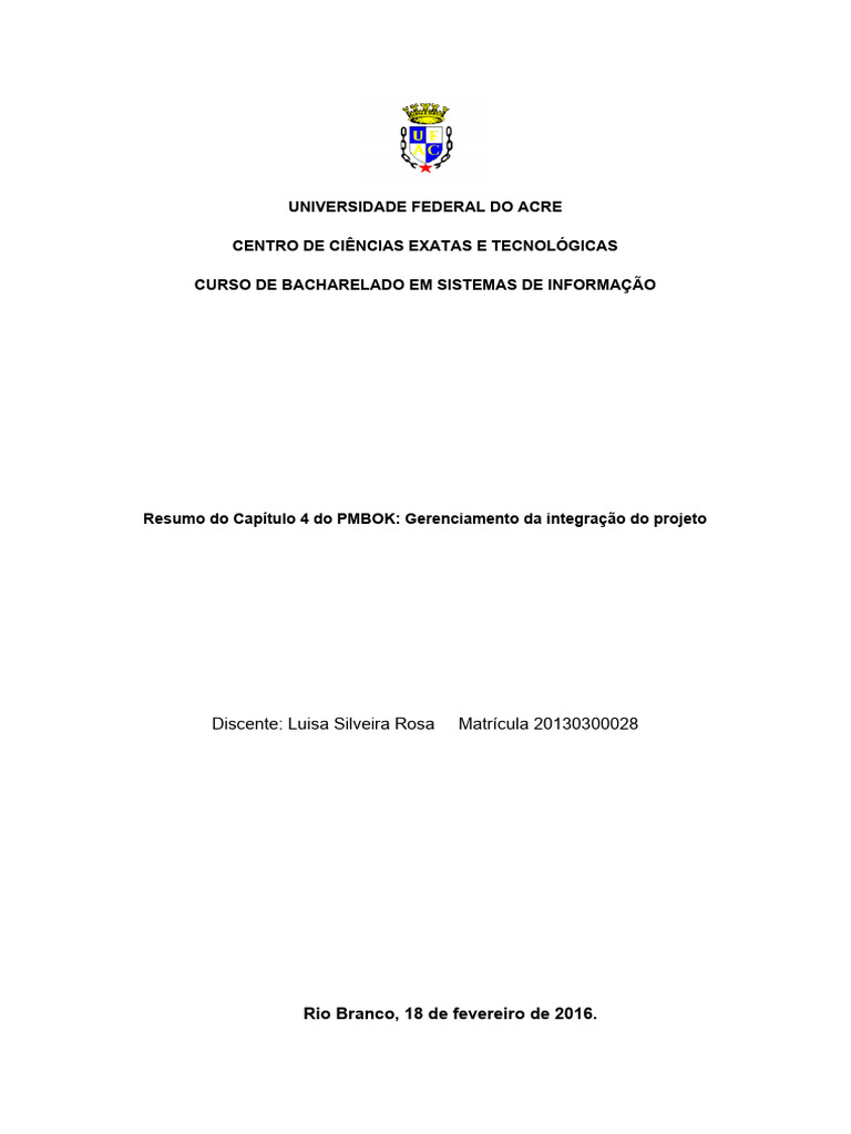 Resumo Capitulo 4 Do PMBOK | PDF | Business