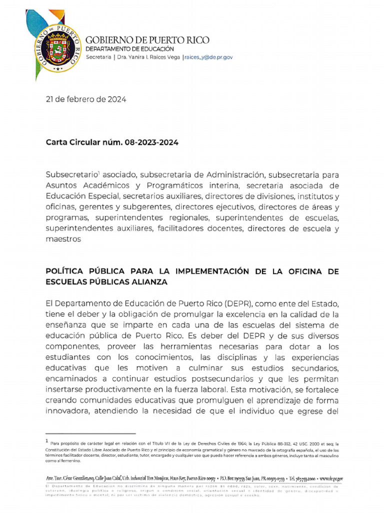 Carta Circular Num. 08-2023-2024 | PDF