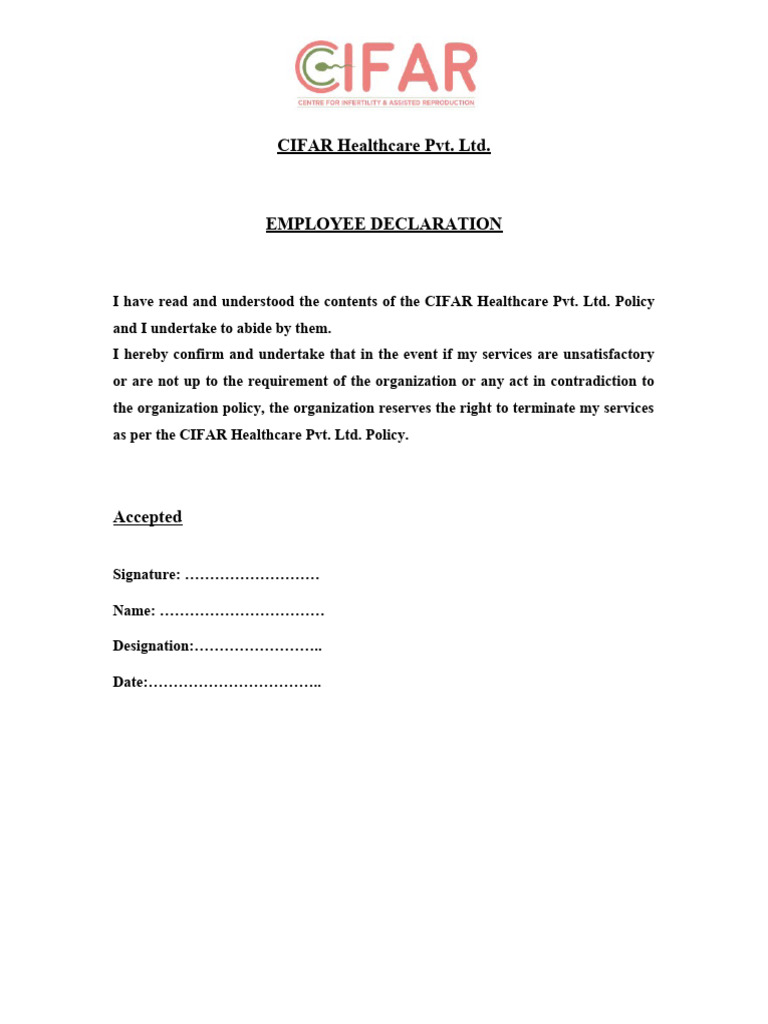 11-Employee Declaration On Ploicy Acceptance | PDF