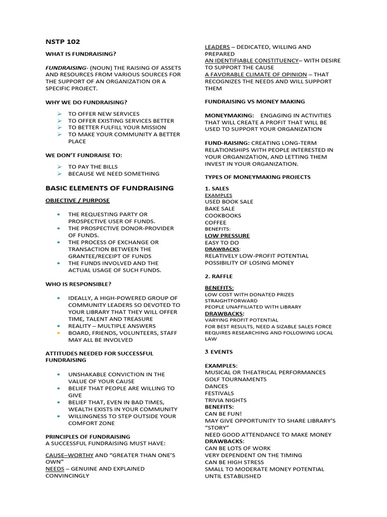 NSTP 102 | PDF | Fundraising | Planning
