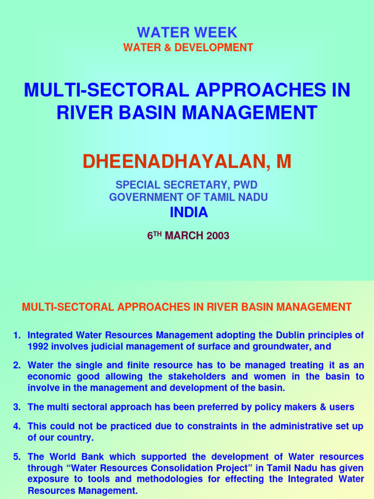 DHEENADHAYALAN 2003 - Presentation MULTI-SECTORAL APPROACHES IN RIVER ...
