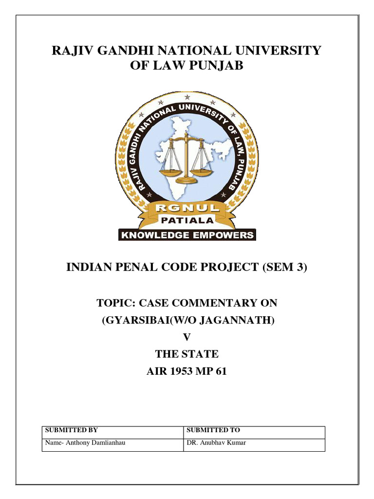 Ipc Project Pdf Pdf Murder Sentence Law