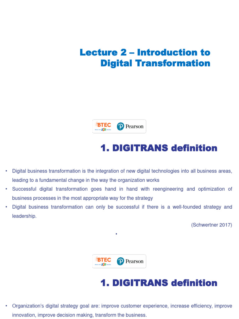 Lecture 2 - Introduction To Digital Transformation | PDF