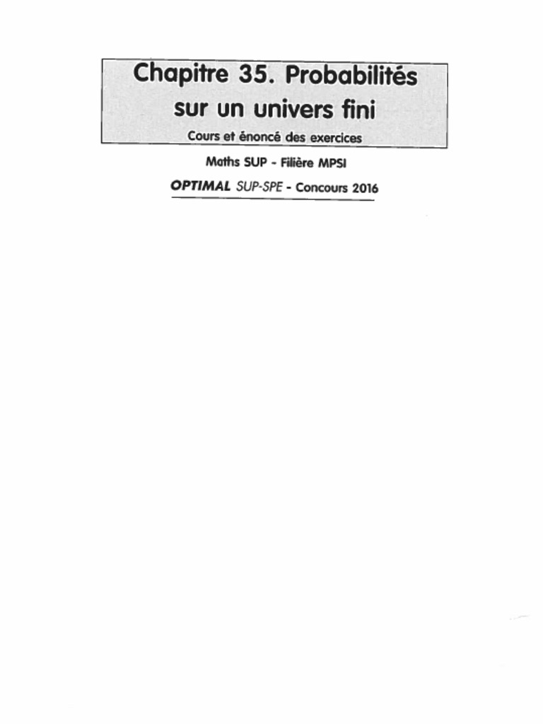 35.probabilités-Sur-Un-Univers-Fini - Enoncé Sup Spé | PDF