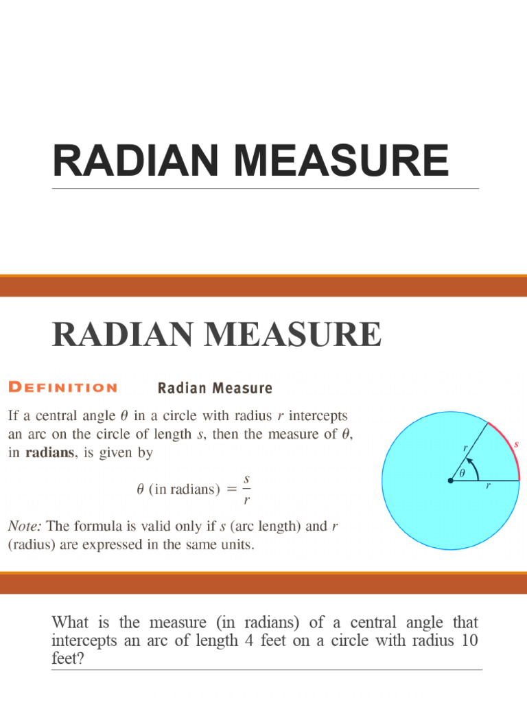 Radian Measure | PDF | Speed | Angle