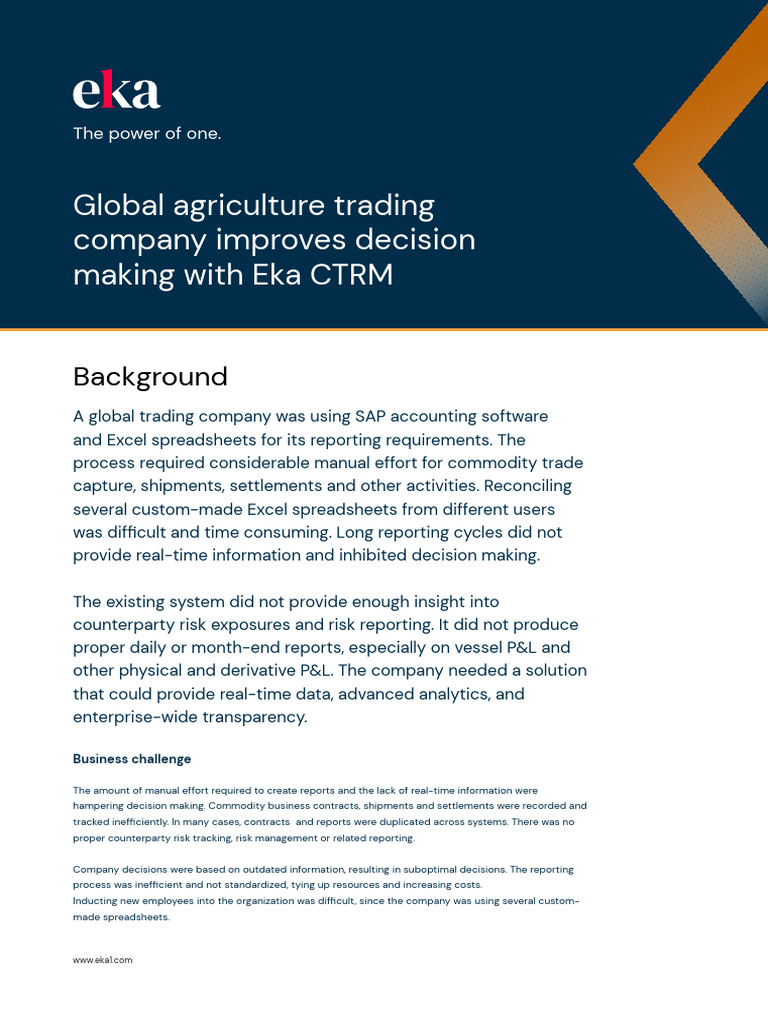 Global Agri Trading Boosts Decisions | PDF | Cloud Computing | Analytics