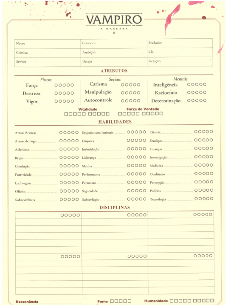VTM Ficha Modelo 3 | PDF