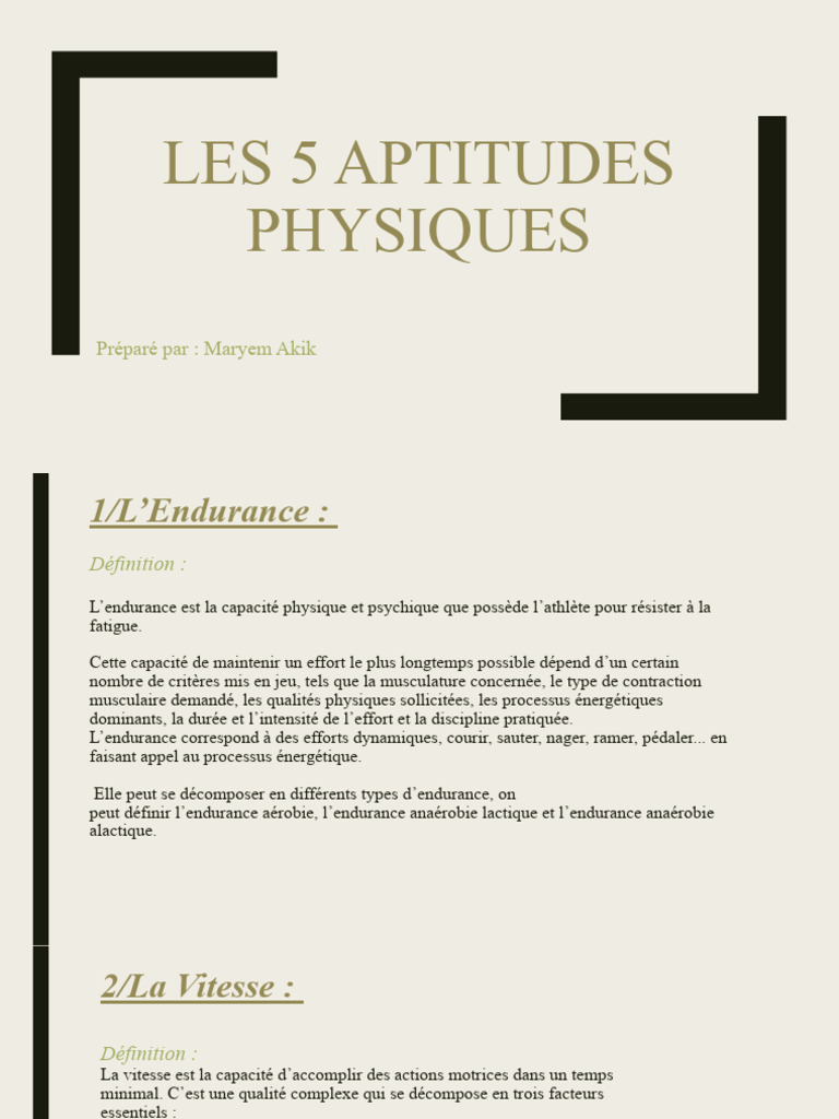 Les 5 Aptitudes Physiques | PDF