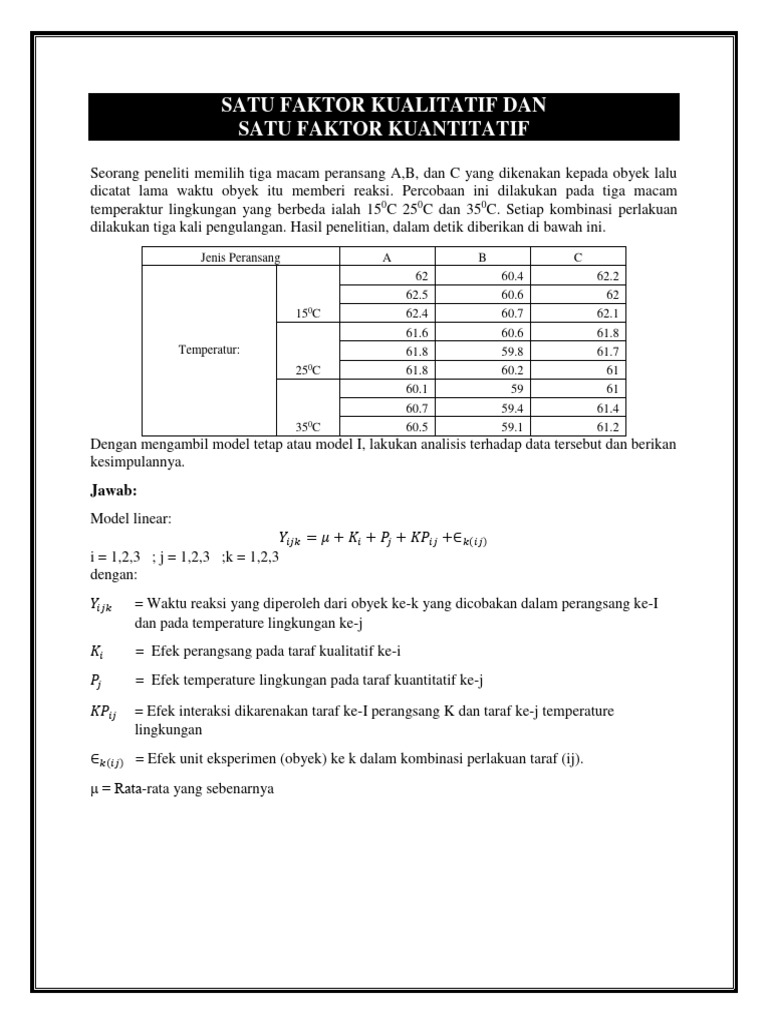 Modul Dua Faktor Taraf Kualitatif Dan Kuantitatif | PDF