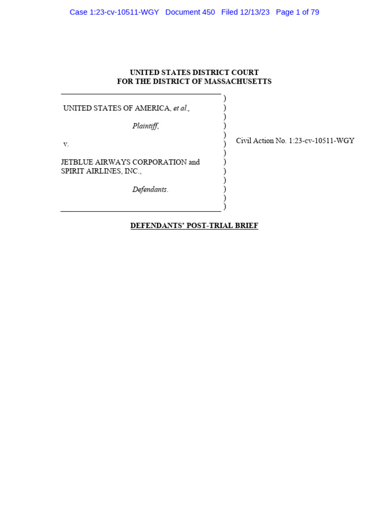 450 - Defendants' Post-Trial Brief | PDF | Burden Of Proof (Law ...