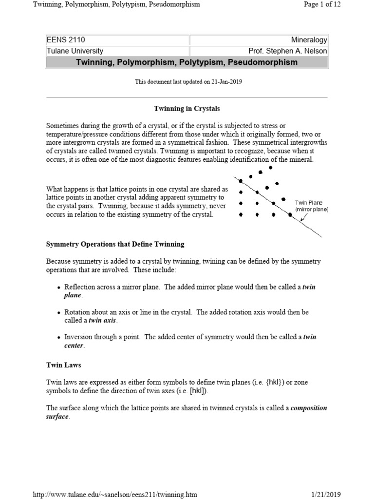 9 Twinning, Polymorphism, Polytypism, Pseudomorphism | PDF | Minerals ...